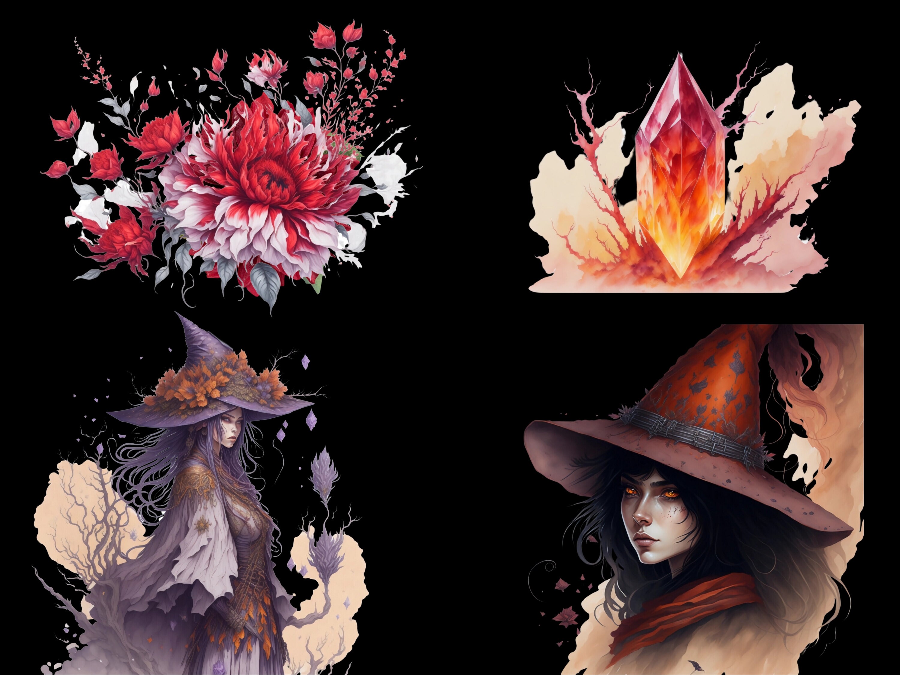 Watercolor Desert Witch Clipart Watercolor Witch Clipart - Etsy