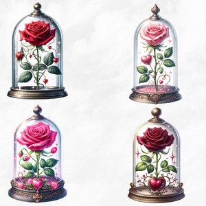 Watercolor Romantic Roses Collection Clipart, 16 PNG Valentines Day ...