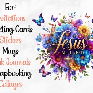 Watercolor Floral Christian Collection Clipart, 26 PNG Faith Quote ...