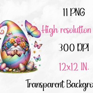 Watercolor Easter Egg Gnome Collection Clipart, 11 PNG Easter Clipart ...
