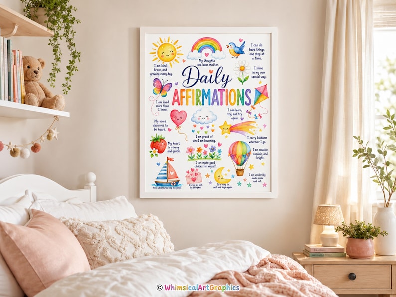 Daily Affirmations Kids Wall Art, Positive Affirmation Poster, Therapy ...