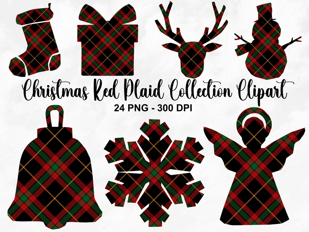 Christmas Red Plaid Collection Clipart, 24 PNG Christmas Red Plaid ...