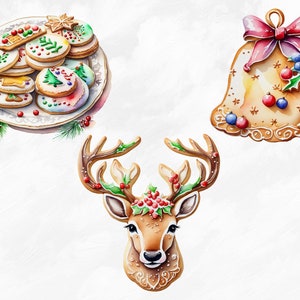 Watercolor Christmas Cookies Clipart, 30 PNG Christmas Cookies Clipart ...