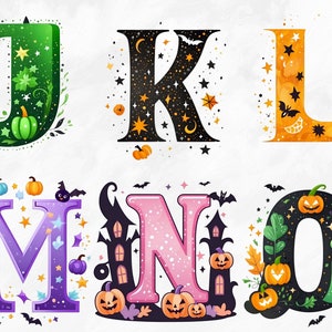 Halloween Alphabet Clipart, 26 PNG Halloween Doodle Letters Clipart ...