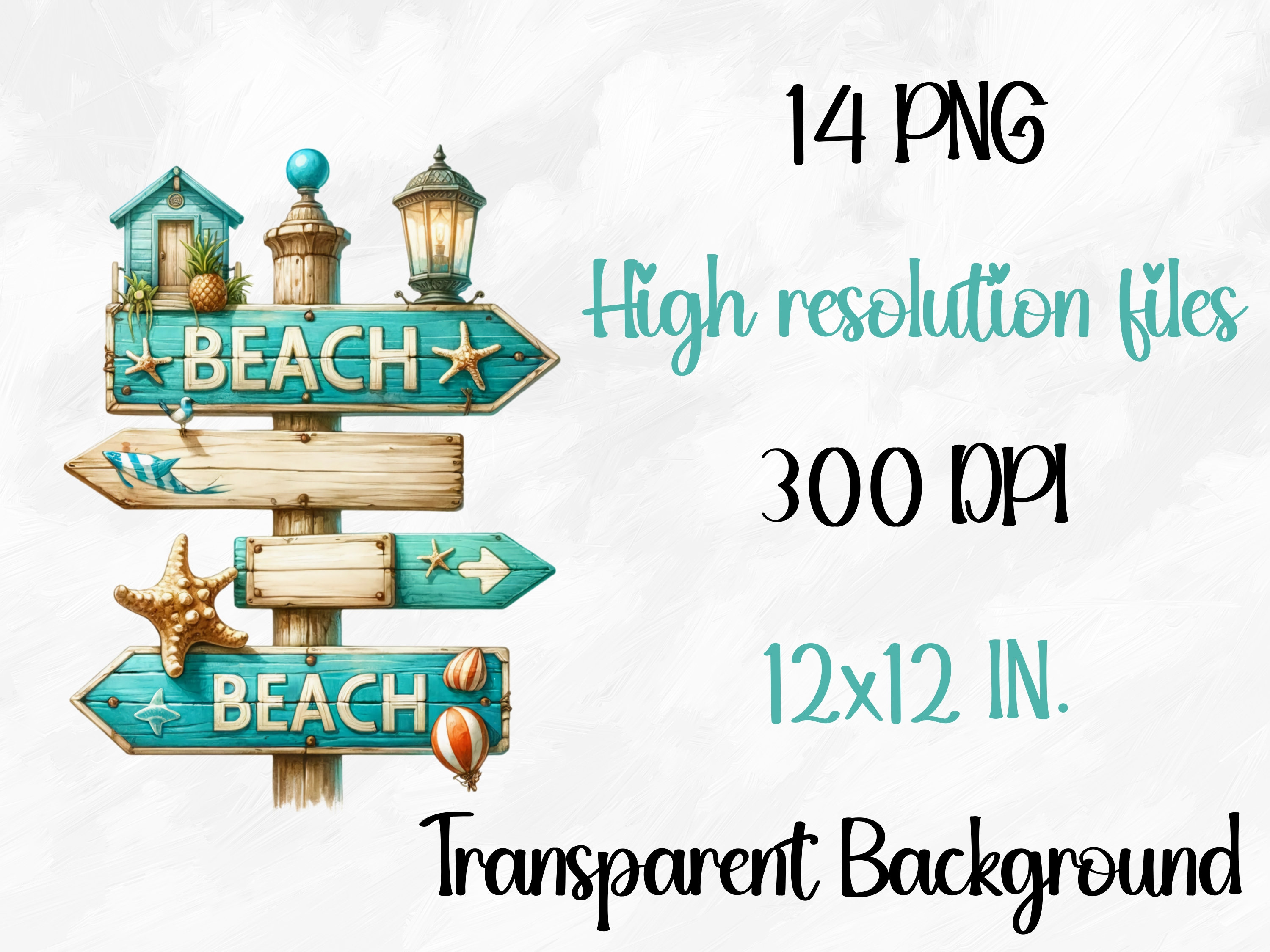 Watercolor Nautical Collection Clipart, 14 PNG Beach Clipart, Travel ...