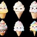 Watercolor Kawaii Ice Cream Clipart, 30 PNG Ice Cream Clipart, Kawaii ...