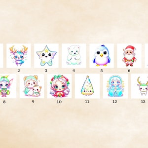Watercolor Christmas Cuties Collection Clipart, 13 PNG Christmas ...