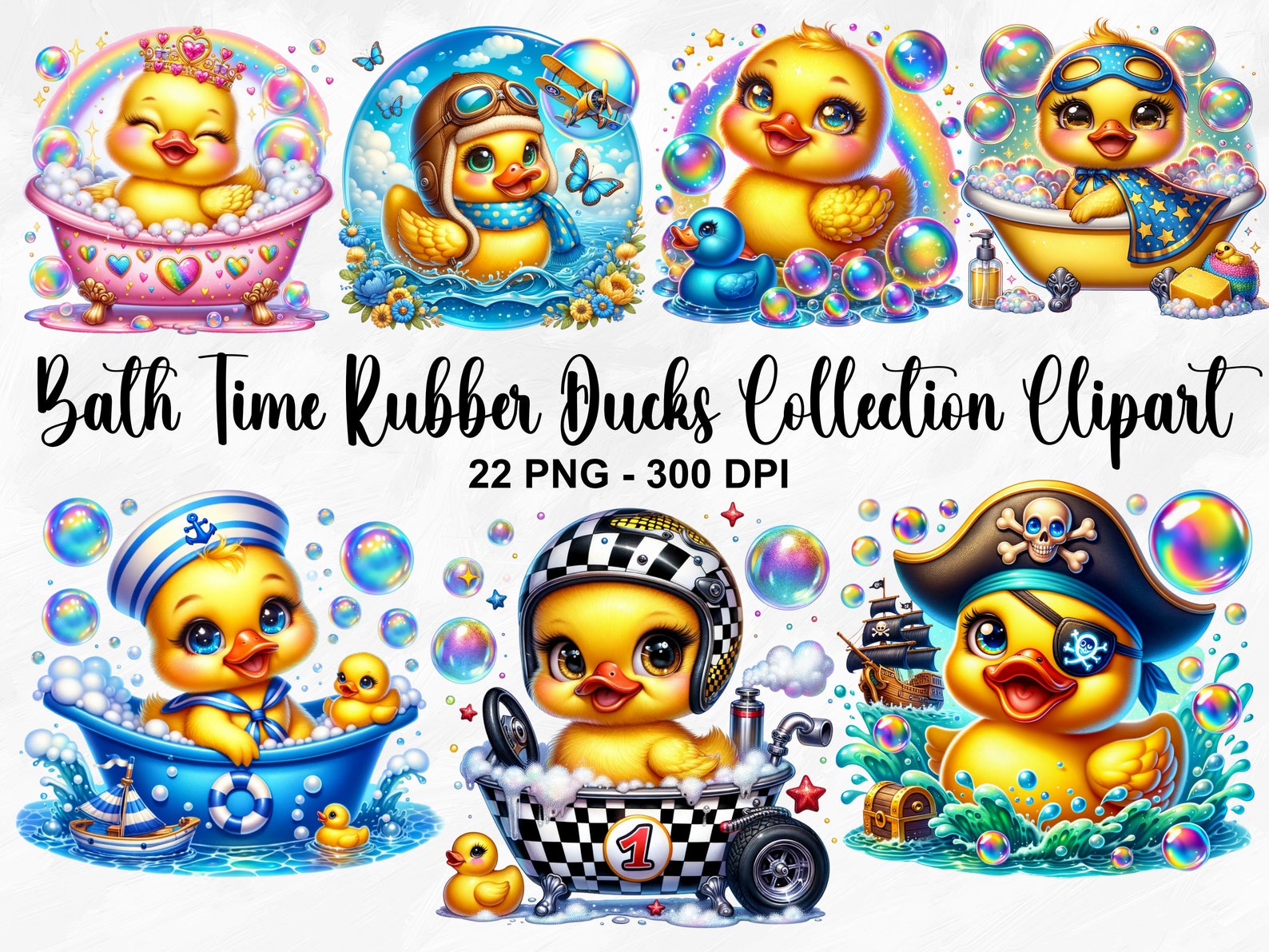 Watercolor Rubber Ducks Clipart, 22 PNG Rubber Ducks Clipart, Cute ...