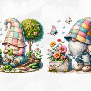 Watercolor Garden Gnomes Collection Clipart, 11 PNG Spring Garden ...