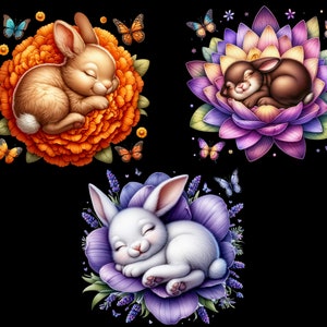 Watercolor Sleeping Baby Bunny Clipart, 18 PNG Bunny Graphics Clipart ...