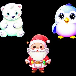 Watercolor Christmas Cuties Collection Clipart, 13 PNG Christmas ...