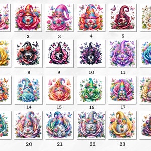 Watercolor Rose Gnome Collection Clipart, 24 PNG Mothers Day Clipart ...