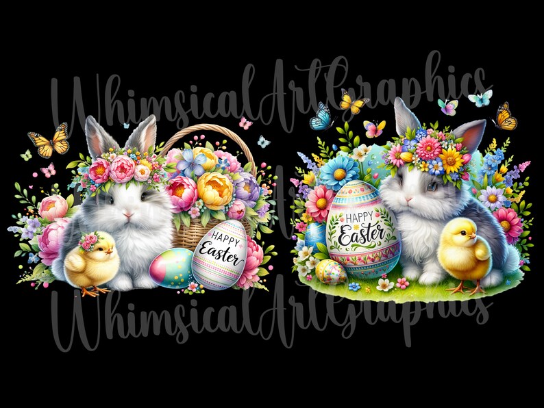 12 PNG, Easter Bunny Clipart Bundle, Easter Clipart, Bunny Sublimation ...