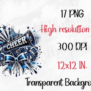 Cheer PNG Bundle Collection, 17 PNG Sports Clipart, Airbrushed Cheer ...