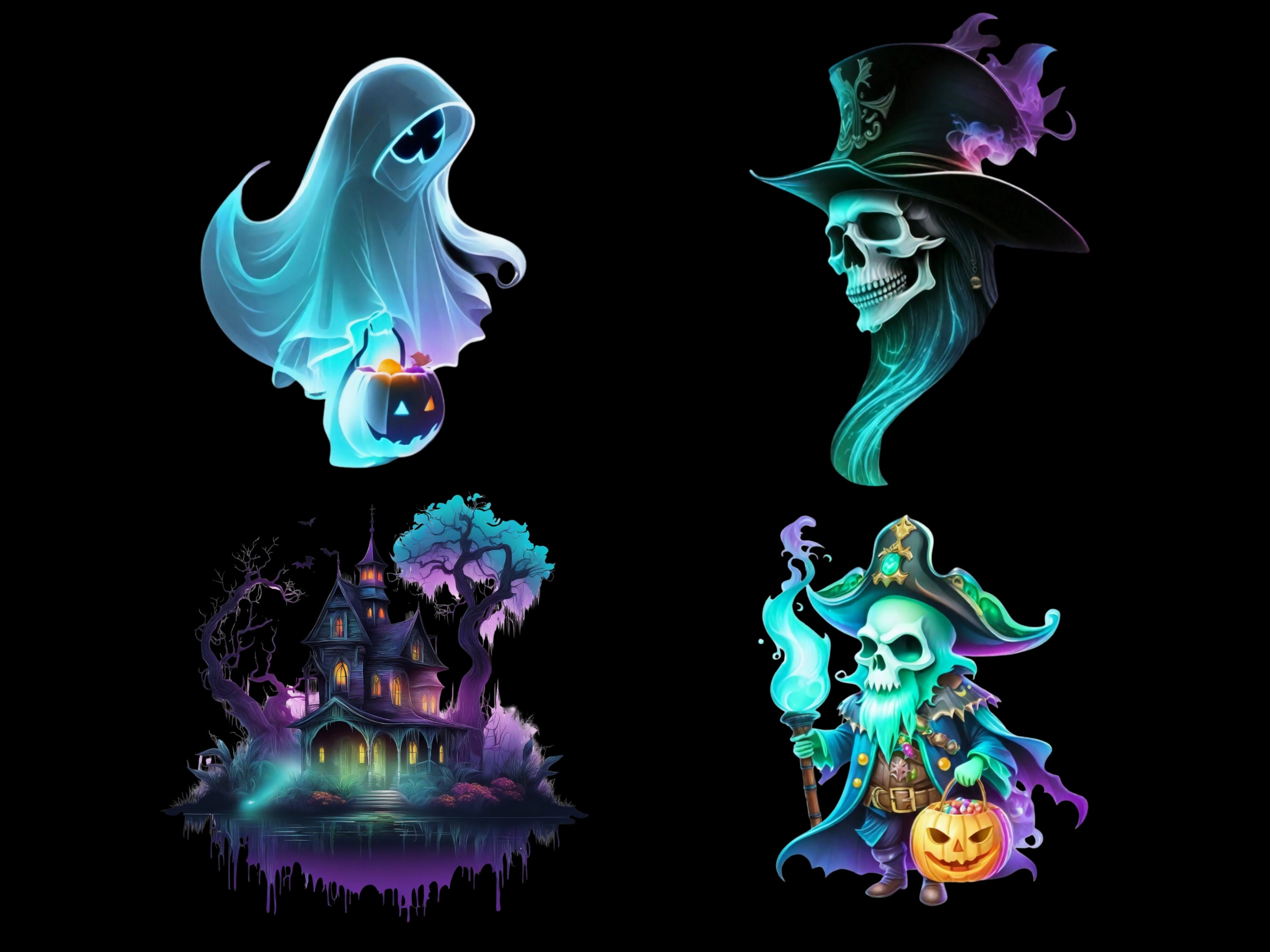 Watercolor Halloween Spooky Night Collection Clipart 40 PNG - Etsy