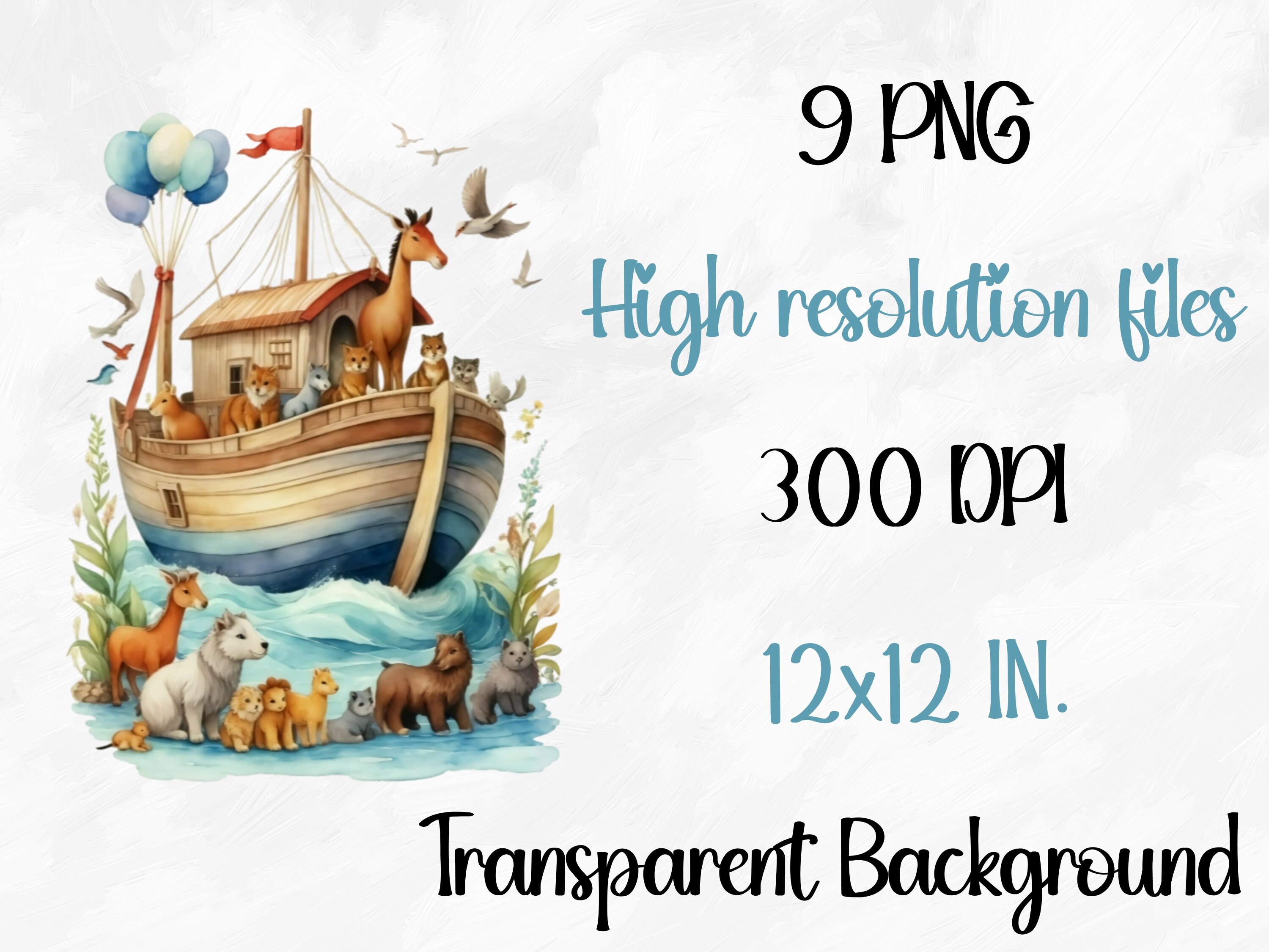 Watercolor Noah's Ark Collection Clipart, 9 PNG Noah's Ark Clipart ...