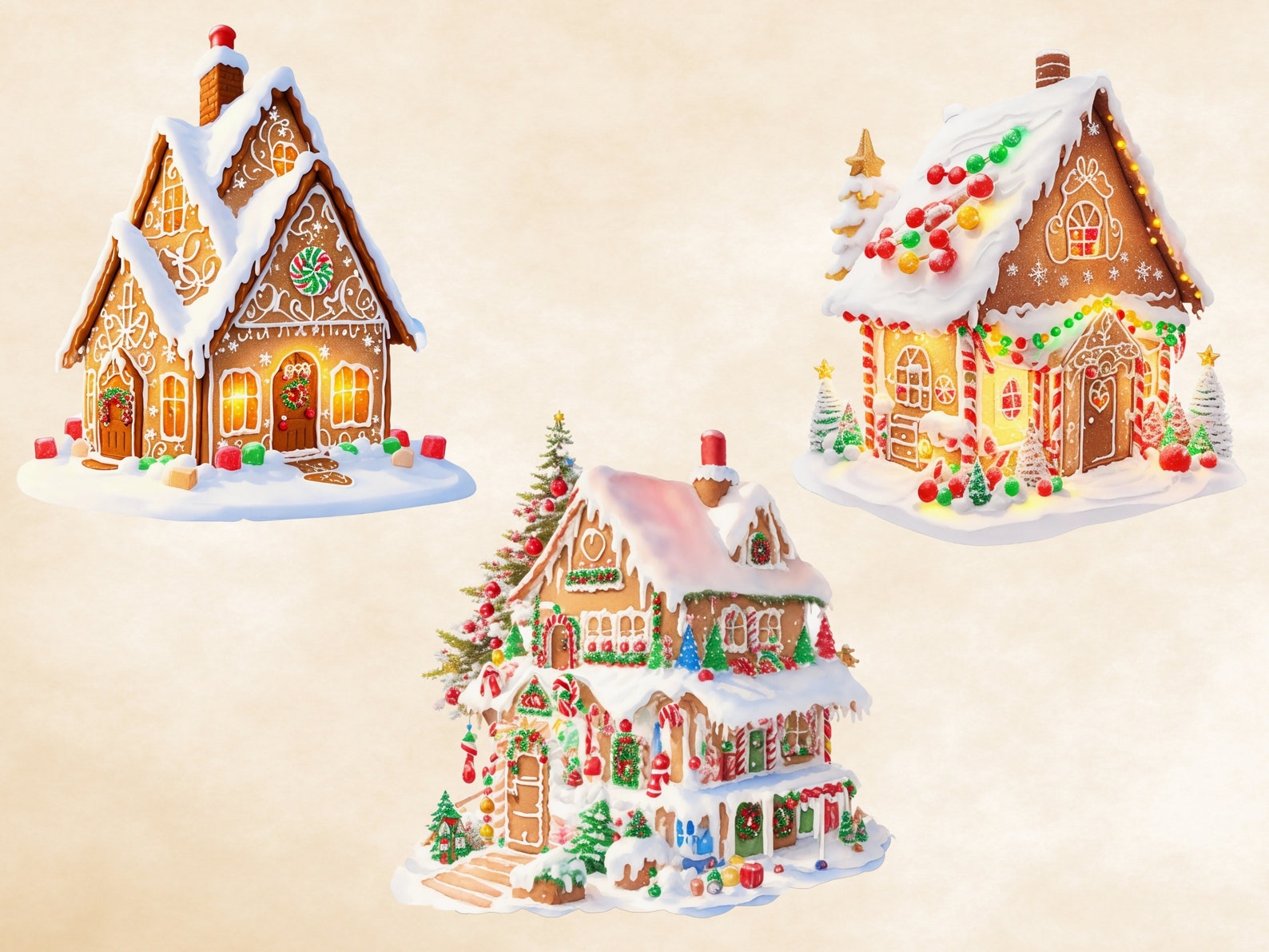 Watercolor Gingerbread House Clipart, 9 PNG Gingerbread House Clipart ...