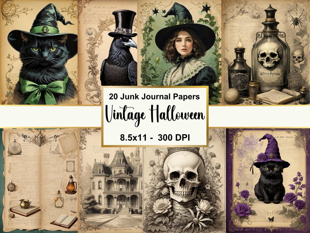 Vintage Halloween Junk Journal Pages, Halloween Junk Journal Paper ...