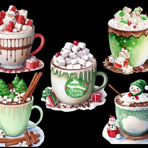 Watercolor Hot Chocolate Clipart, 25 PNG Hot Cocoa Clipart, Hot ...
