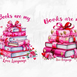 Watercolor Valentine Book Lover Clipart, 12 PNG Valentines Clipart ...