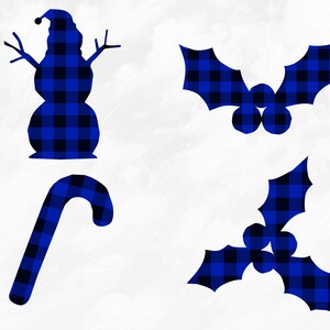 Christmas Blue Plaid Collection Clipart, 24 PNG Blue Plaid Decoration ...