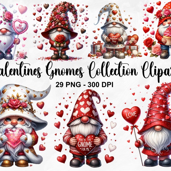 Valentine Gnome Clipart - Etsy