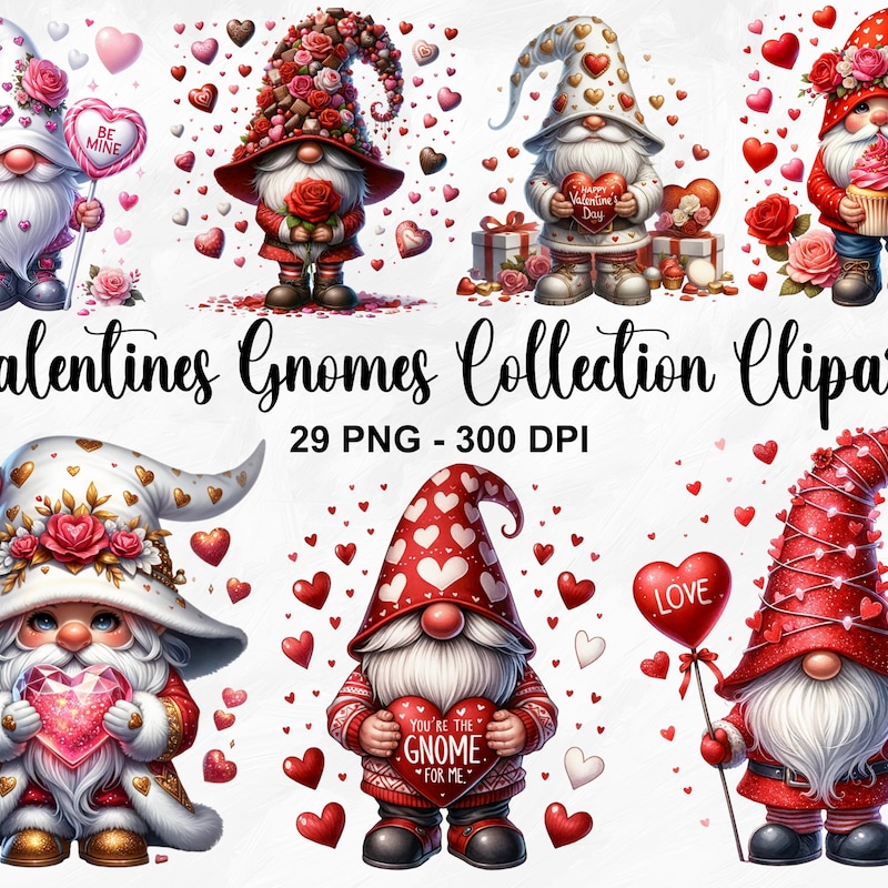 Valentine Gnome Clipart - Etsy