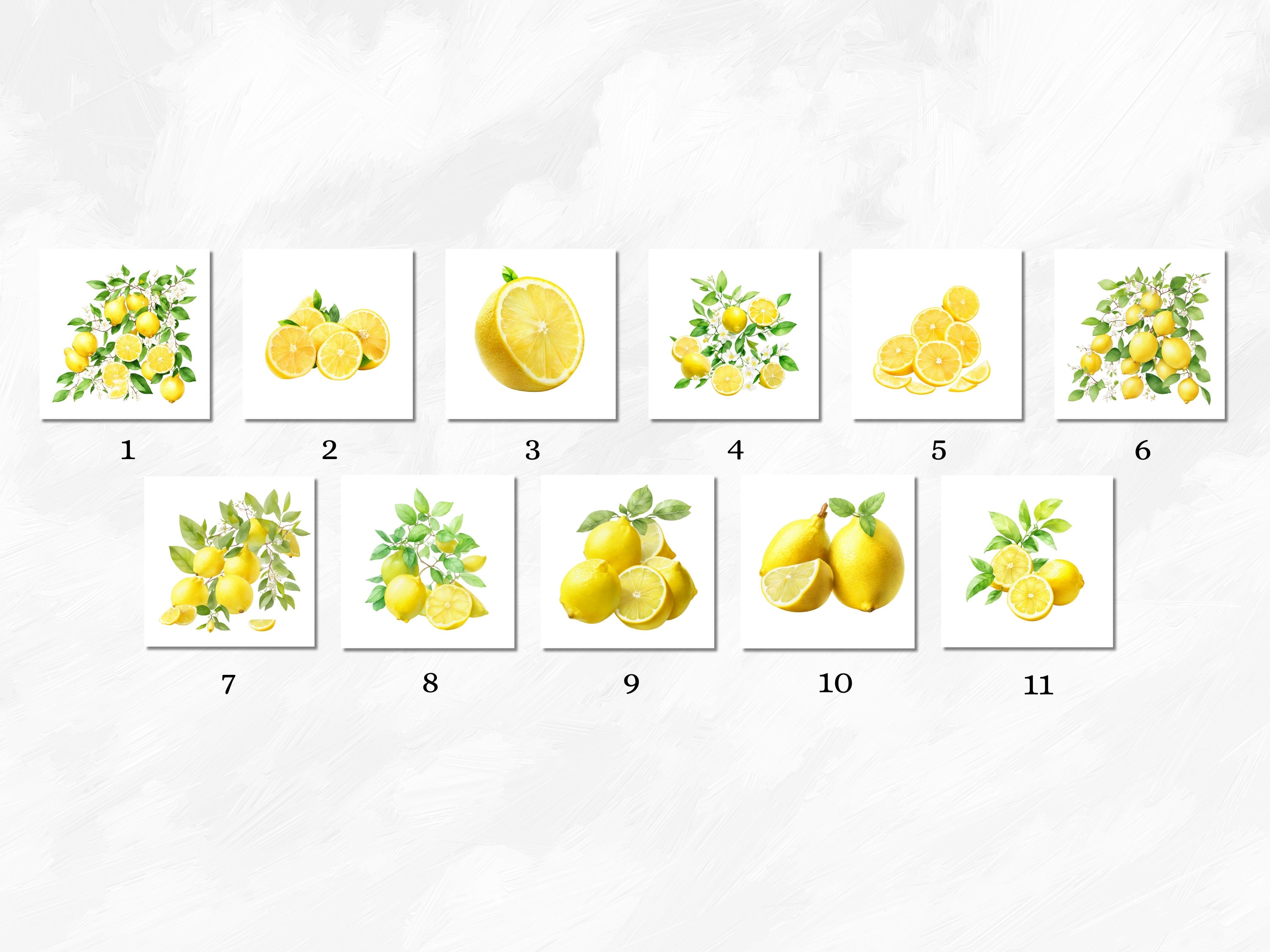 Watercolor Lemon Clipart, 11 PNG Lemons Clipart, Fruit Clipart, Citrus ...