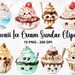 Watercolor Kawaii Ice Cream Clipart, 30 PNG Ice Cream Clipart, Kawaii ...