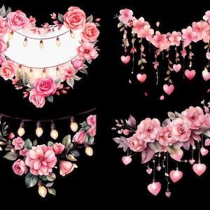 Watercolor Valentine's Day Clipart, 31 PNG Valentine's Day Pink & Red ...