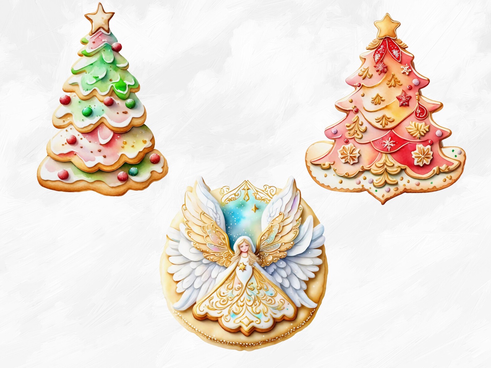 Watercolor Christmas Cookies Clipart, 30 PNG Christmas Cookies Clipart ...