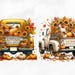 Watercolor Fall Trucks Collection Clipart, 12 PNG Hello Fall Clipart ...