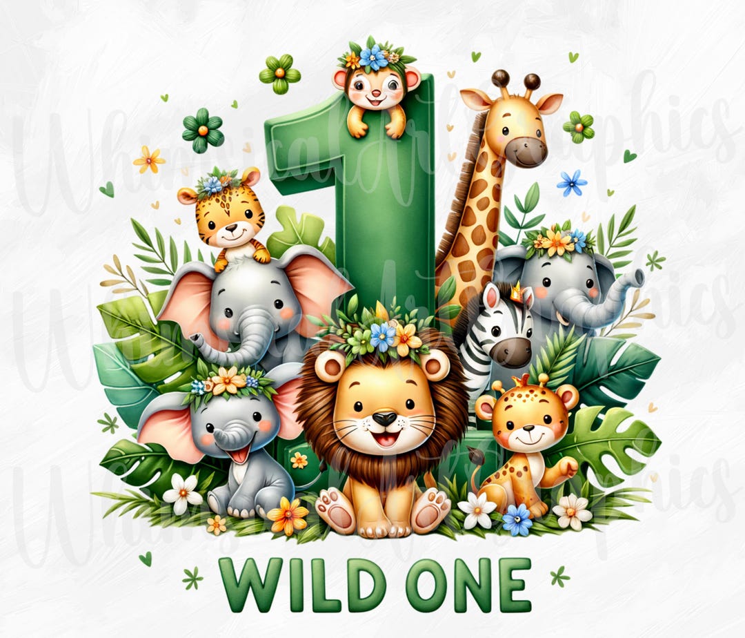 Wild One Birthday Collection, Wild One PNG, 1st Birthday Safari Jungle ...