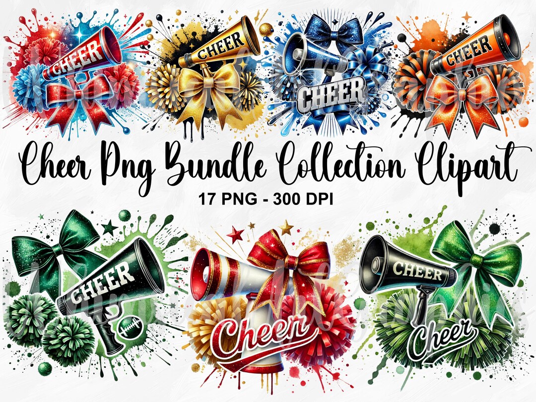 Cheer PNG Bundle Collection, 17 PNG Sports Clipart, Airbrushed Cheer ...