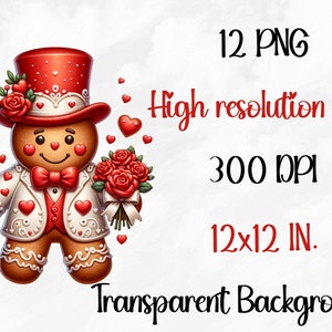 Watercolor Sweet Valentines Gingerbread Collection Clipart, 12 PNG ...