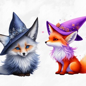 Watercolor Pastel Witchy Fox Clipart, 11 PNG Fox Witch Clipart, Fantasy ...