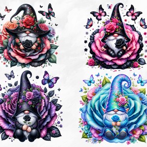 Watercolor Rose Gnome Collection Clipart, 24 PNG Mothers Day Clipart ...