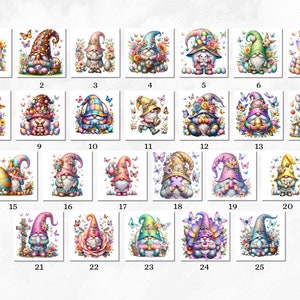 Watercolor Easter Gnome Collection Clipart, 25 PNG Easter Clipart ...