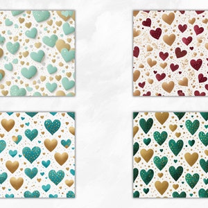 Love Hearts Digital Paper, Printable Valentine, Seamless Pattern, Pink ...