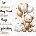 Watercolor Birthday Balloon Bear Clipart, 12 PNG Baby Bear Clipart ...