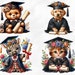 Watercolor Cute Graduation Animals Clipart, 20 PNG Teddy Bear Clipart ...