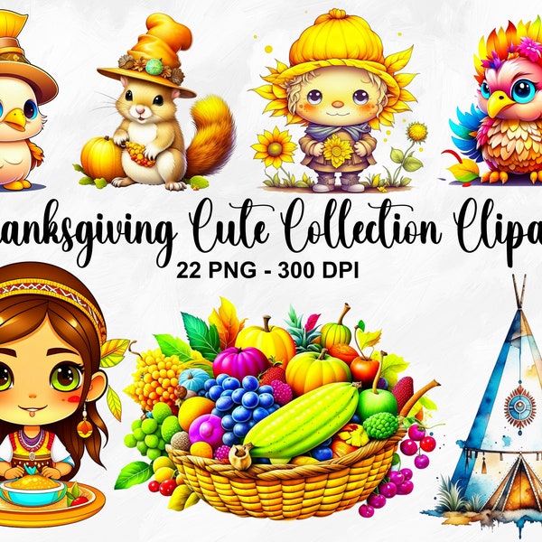 Cute Thanksgiving Clipart - Etsy