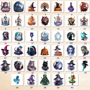 Watercolor Halloween Spooky Night Collection Clipart, 40 PNG Halloween ...