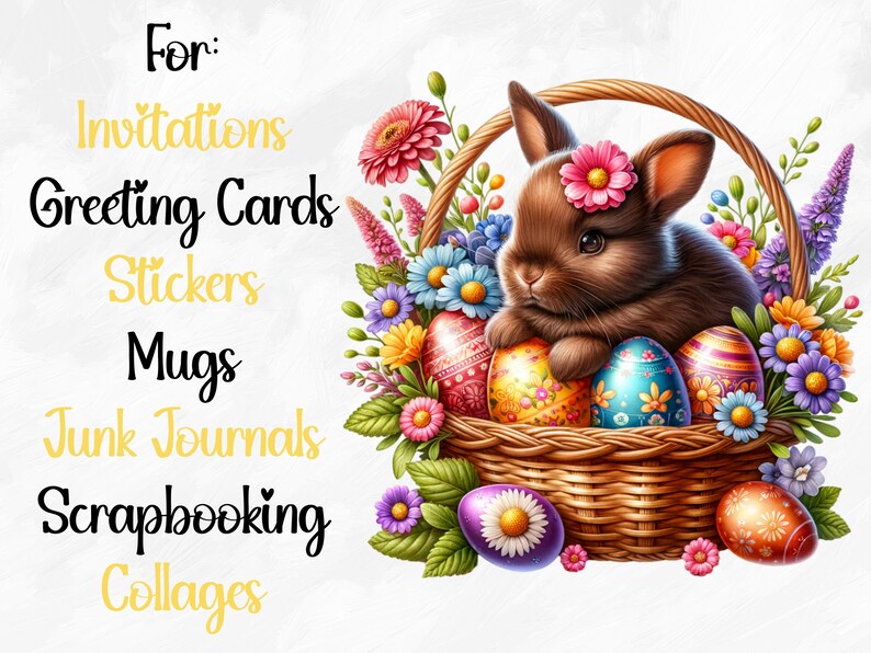 Watercolor Floral Easter Basket Collection Clipart, 11 PNG Easter ...