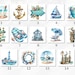 Watercolor Nautical Collection Clipart, 14 PNG Beach Clipart, Travel ...