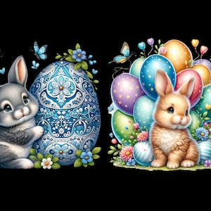 Watercolor Peeking Bunny Collection Clipart, 11 PNG Easter Clipart ...