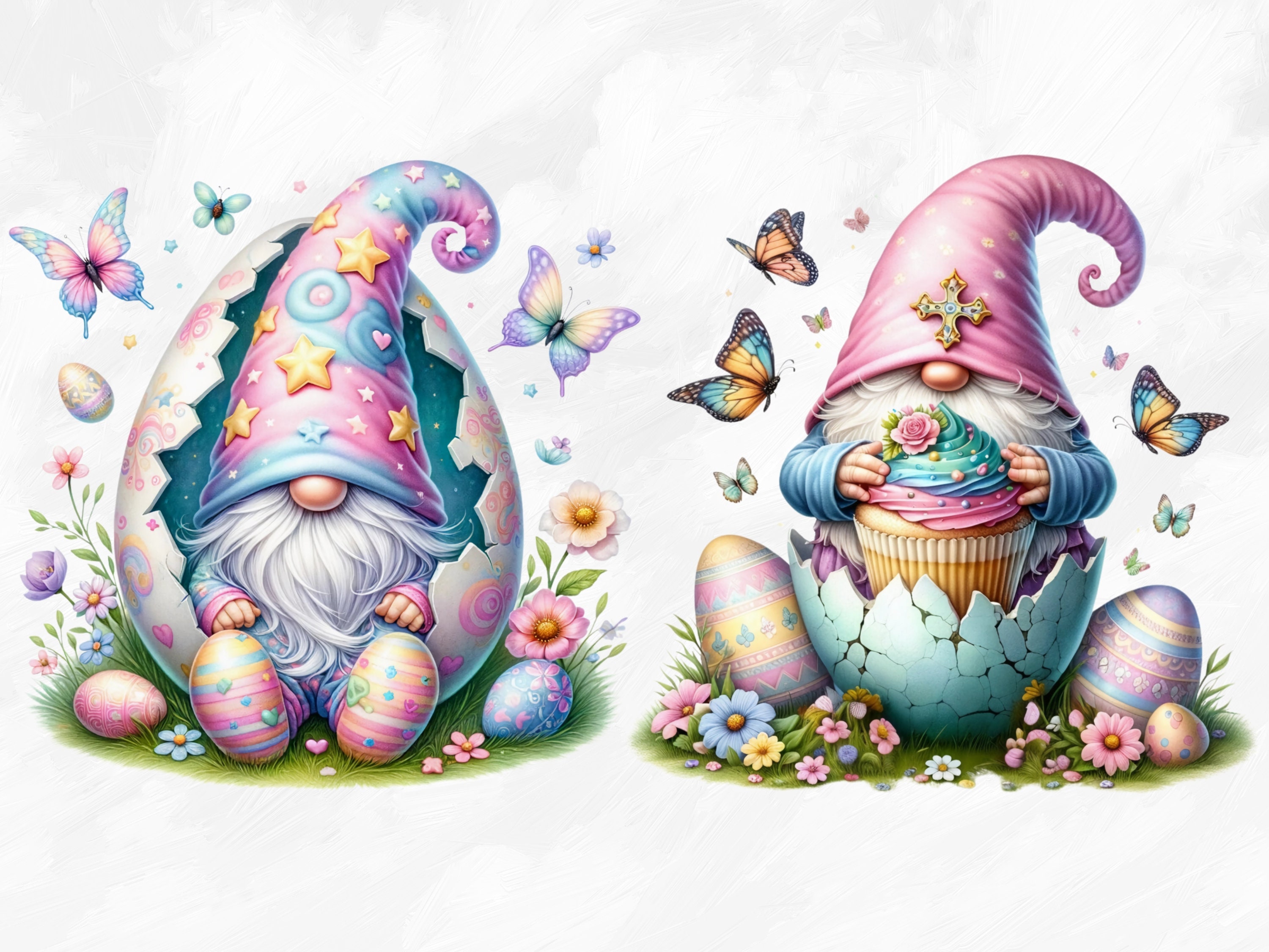Watercolor Easter Egg Gnome Collection Clipart, 11 PNG Easter Clipart ...