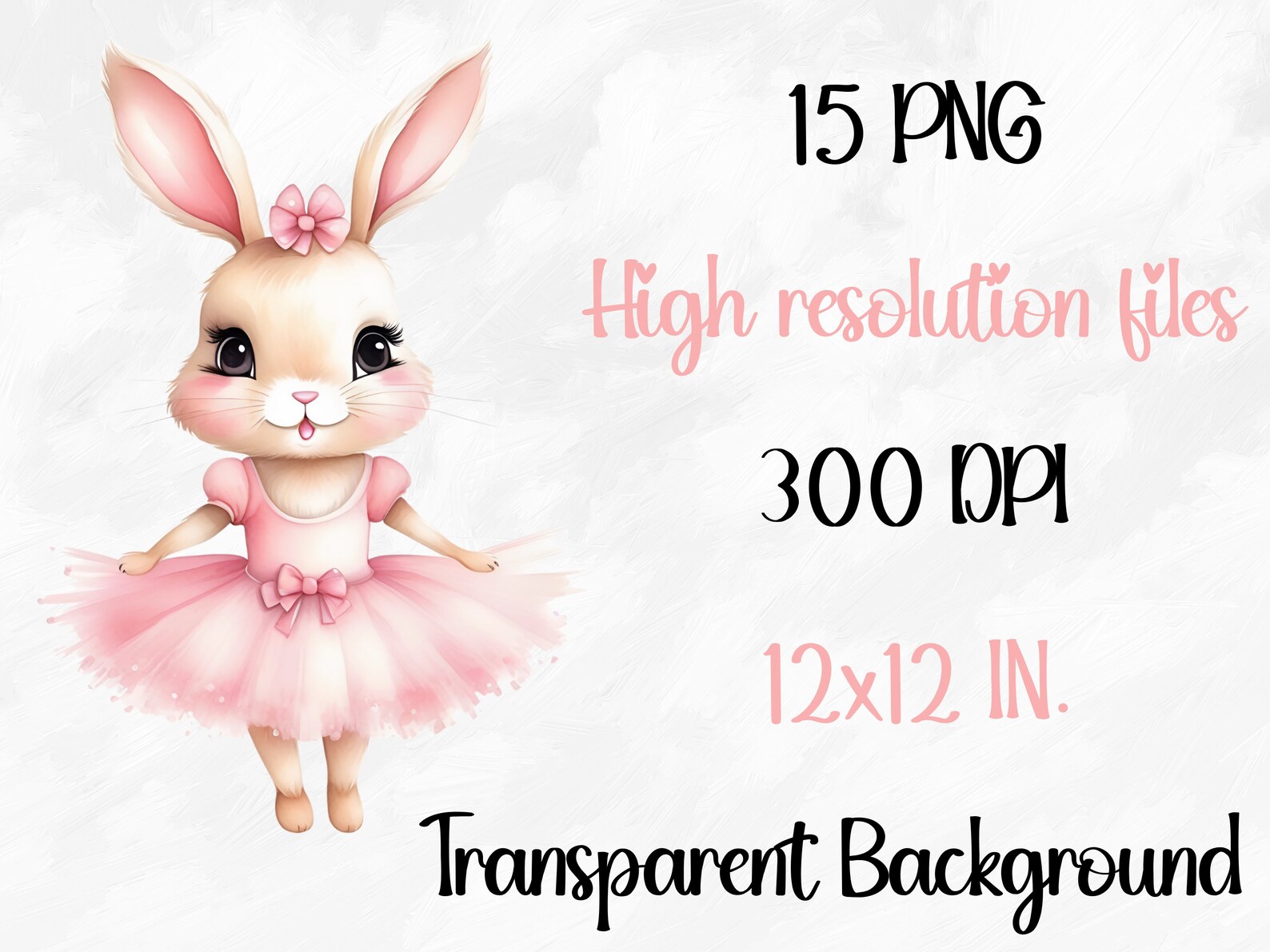 Watercolor Ballerina Bunny Collection Clipart, 15 PNG Ballet Bunnies ...