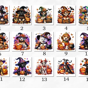 Watercolor Halloween Dogs Collection Clipart, 15 PNG Halloween Clipart ...