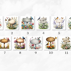 Watercolor Garden Signs Collection Clipart, 11 PNG Summer Clipart ...